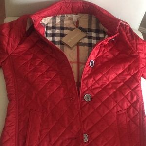 Burberry | Jackets & Coats | Burberrry Quilted Red Jacket | Poshmark